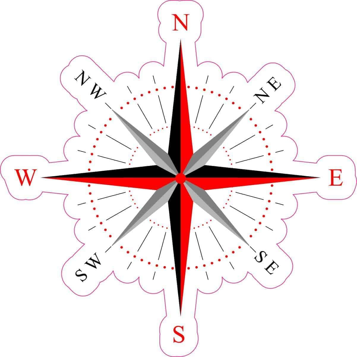 Amazon.com: StickerTalk Red and Black Compass Rose, 4 inches by 4 ...