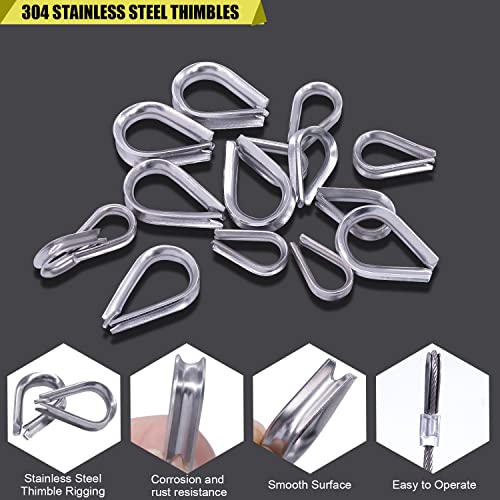 Snapklik.com : 240PCS 304 Stainless Steel Wire Rope Cable Thimbles And ...