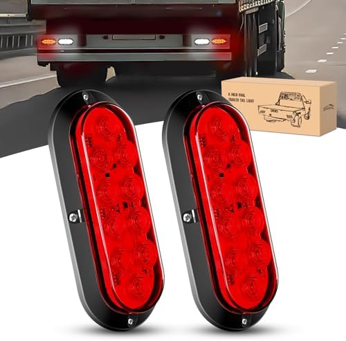 Amazon.com: GOOACC 6Inch Oval Trailer Tail Light 2PCS 10LED Red Stop ...