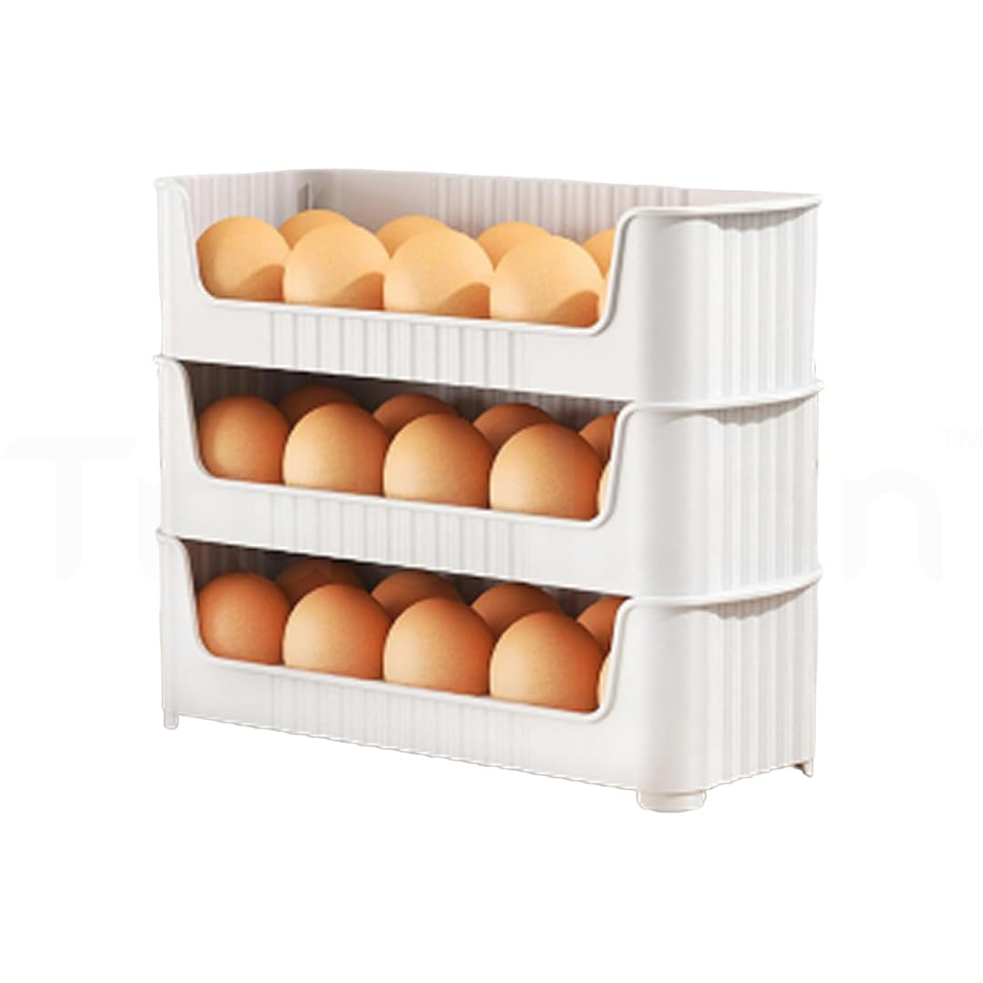 TRUBILLION EggNest Stackable Egg Tray Set of 3, 30 Egg Storage, 10 ...