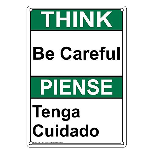 Amazon.com: Weatherproof Plastic Vertical ANSI Think Be Careful - Tenga ...