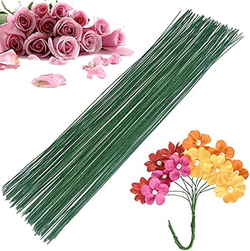 WUBOECE 200PCS Stem Wire Floral Wire, 14 Inch 22 and 26 Gauge Dark ...