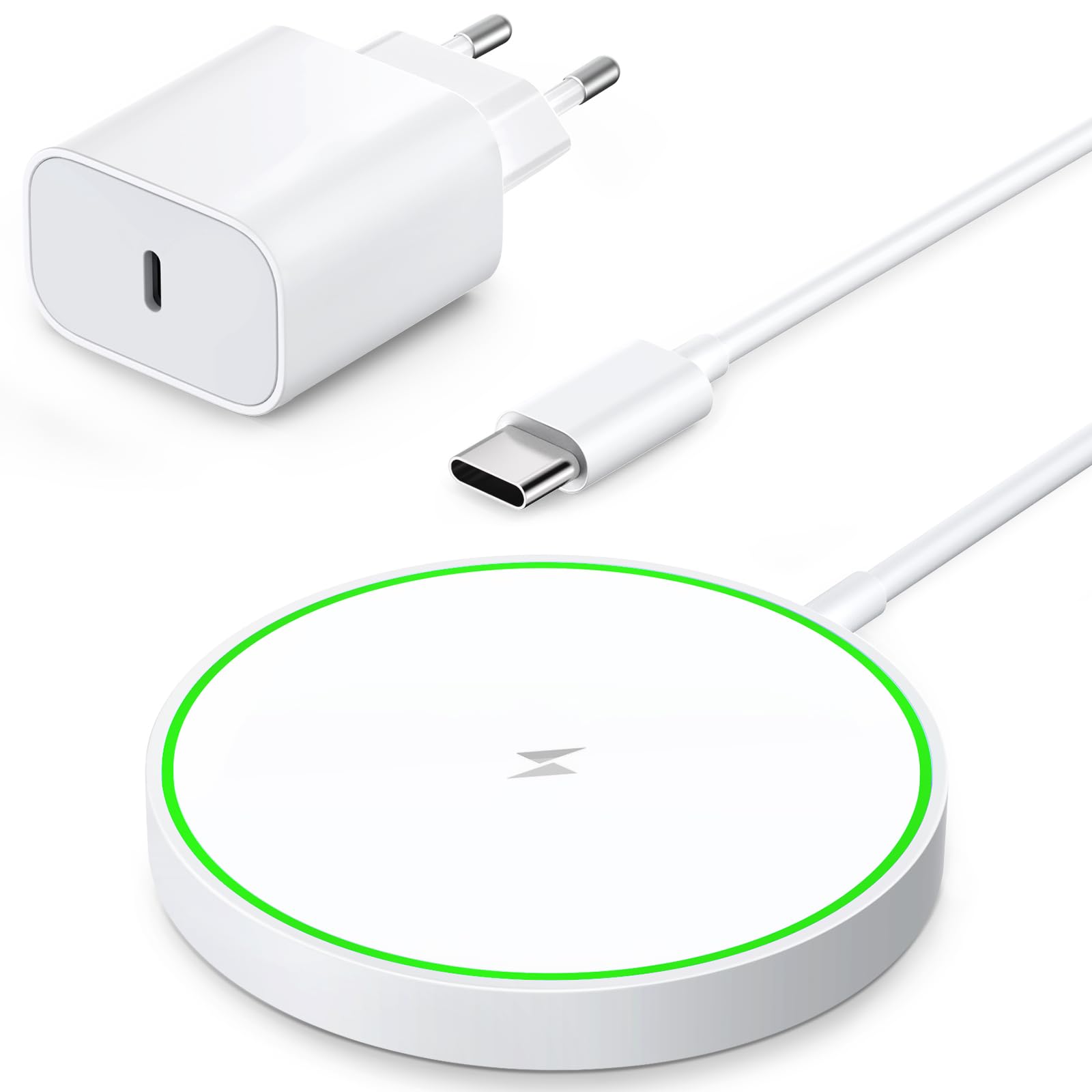 AMSKY Magnétique Chargeur Induction pour iPhone, 15W Rapide Chargeur ...