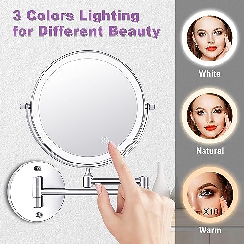 DUOVIO Rechargeable LED Wall Mounted Makeup Mirror 8 Inch Double Sided ...