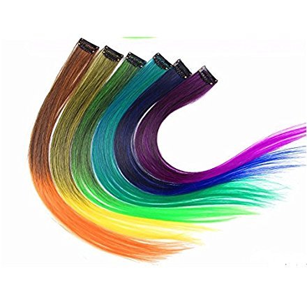 Amazon.com : 24 Pcs 20" Colorful Clip in Hair Extensions Ombre Color ...