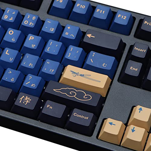 MOLGRIA Blue Samurai Keycaps, 129 Set PBT KeyCaps for Gaming Keyboard ...