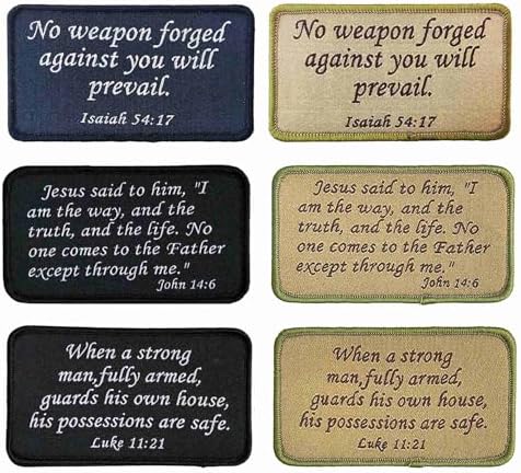 Amazon.com: Bundle 6 Pieces Bible Verse Patches, Luke 11:21 | Isaiah 54 ...