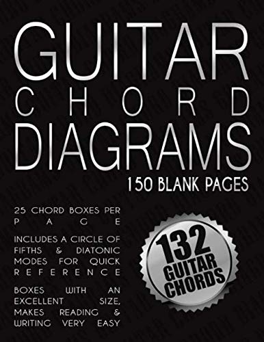 Guitar Chord Diagrams Music Paper Notebook 132 Guitar Chords For ...
