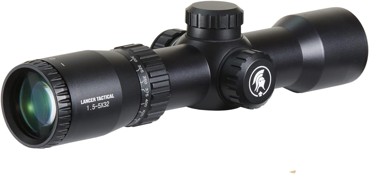 Amazon.com : Lancer Tactical 1.5-5x32 Airsoft Rifle Scope with Mounts ...