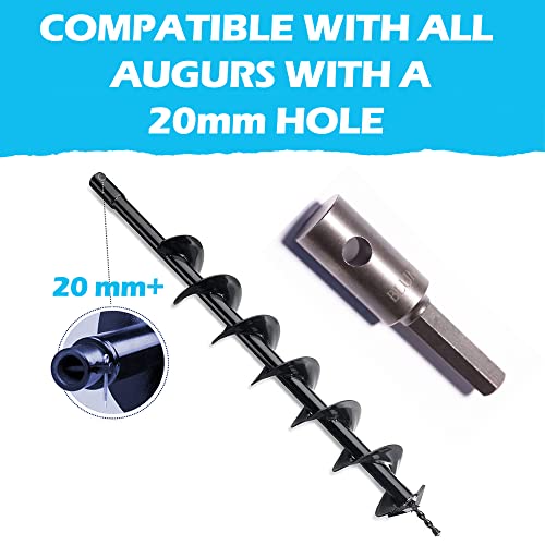 Auger adapter for drill: hexagon socket (HEX) 12mm for digging holes ...