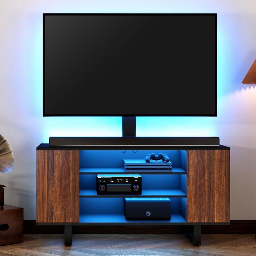 Amazon.com: FITUEYES TV Stand with Mount for 32-70 inch TVs LED Light ...