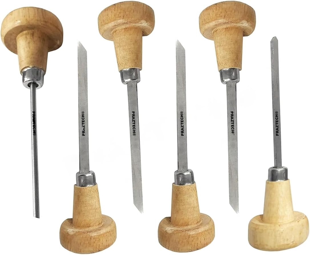 PRAZTECH® New 6pcs Gravers with Wooden Handles | Engraver Tool Clock ...
