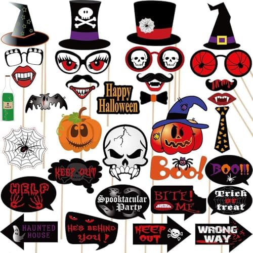 Amazon.com: Halloween Photo Booth Props - 35pcs Horror Decor Funny ...