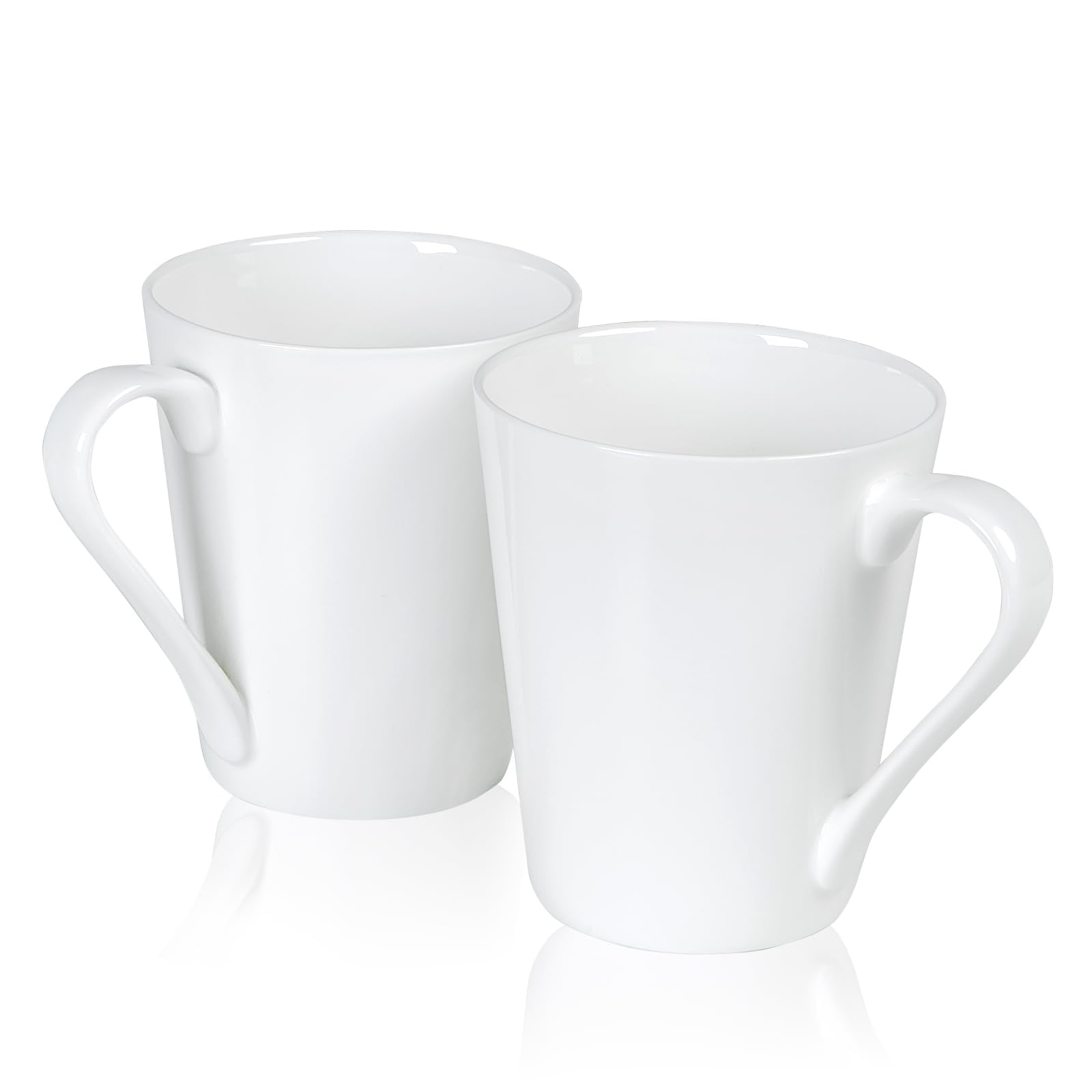 Amazon.com: COSTMANCE 12 Oz Plain White Fine Bone China Coffee Mugs Set ...