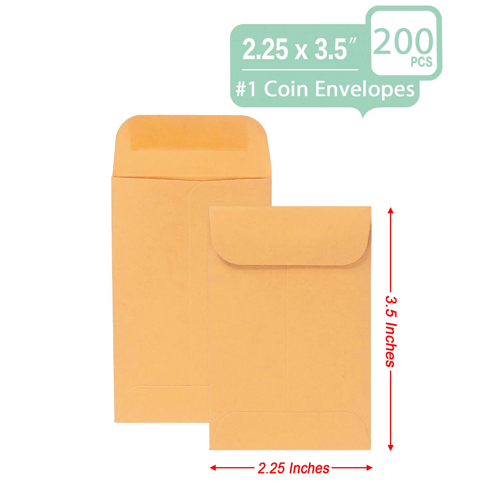 Snapklik.com : Xxcxpark 200PCS #1 Coin Envelopes 2.25x3.5 Inches Brown ...