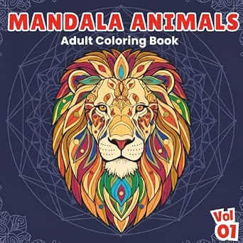 Mandala Animals: Adult Coloring Book | Stress Relieving Mandala Animal ...