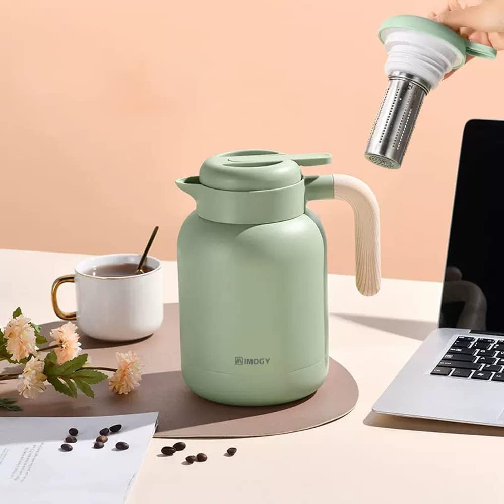 Amazon | TIMEDEEP 保温ポット 大容量 卓上ポット サーモス保温ポット 1L/1.5L/2L 保温フラスコ 真空断熱 保温 保冷 316ステンレスティーポット ワンキー ...