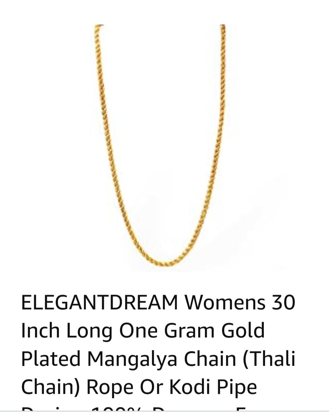 ELEGANTDREAM 30 Inch Long One Gram Gold Plated Mangalya Rope or Kodi ...