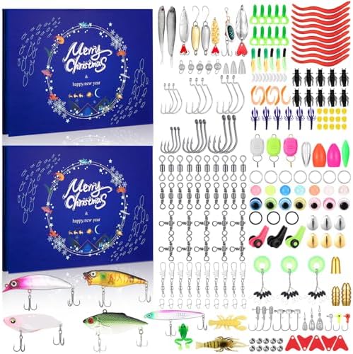 Amazon.com: Hollowfly 2 Pack Christmas Fishing Advent Calendar 24 Day ...