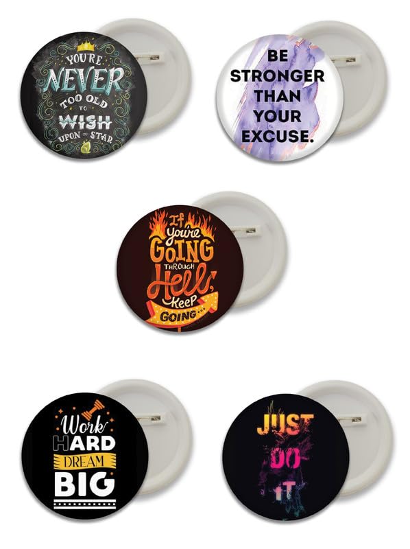 D2C® Plastic Motivational Quotes Round Pin Button Badge - Perfect for ...