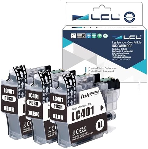 LCL LC401XL Black High Yield Ink Cartridge Replacement for Brother ...