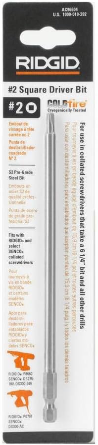 RIDGID #2 x 6-1/4 in. Square Collated Screw Gun Bit - Amazon.com