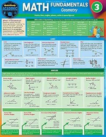 Geometry: A Quickstudy Laminated Reference Guide (Math Fundamentals, 3 ...