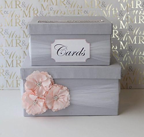 Amazon.com: Wedding Card, Money Box (Silver Box+White Tulle+Soft Pink ...