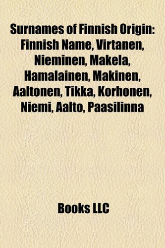 Surnames of Finnish Origin: Finnish Name : Llc, Books: Amazon.es: Libros