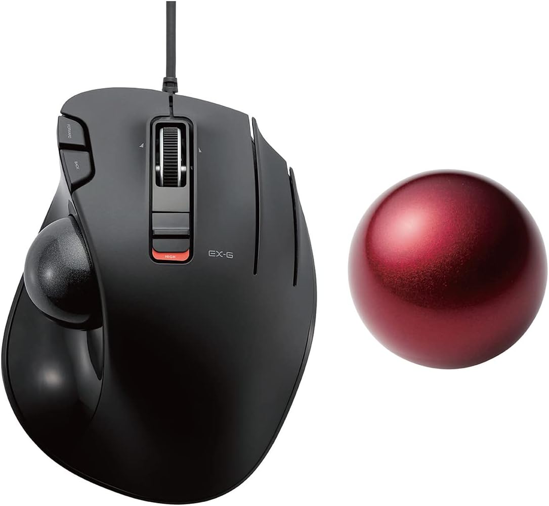 Amazon.com: ELECOM Wired Thumb-Operated Trackball Mouse & RED Trackball ...