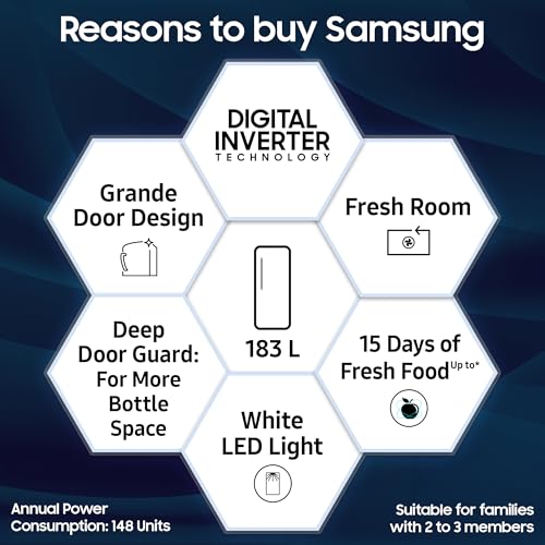 Samsung 183 L, 3 Star, Digital Inverter, Direct-Cool Single Door ...