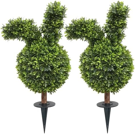 Amazon.com - Damomo 27'' Artificial Bunny Shaped Topiary Trees with ...