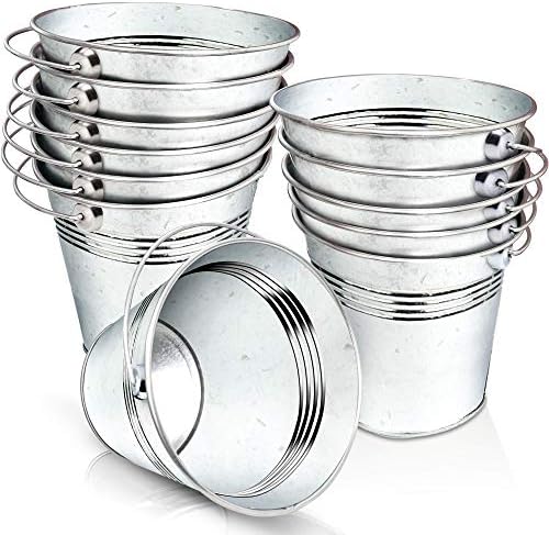 Amazon.com: ArtCreativity Mini Galvanized Metal Buckets with Handles ...