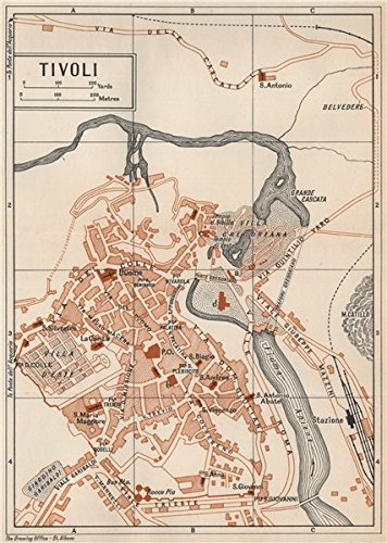 Buy TIVOLI vintage town city plan. Pianta pa città. Lazio Italy - 1956 ...