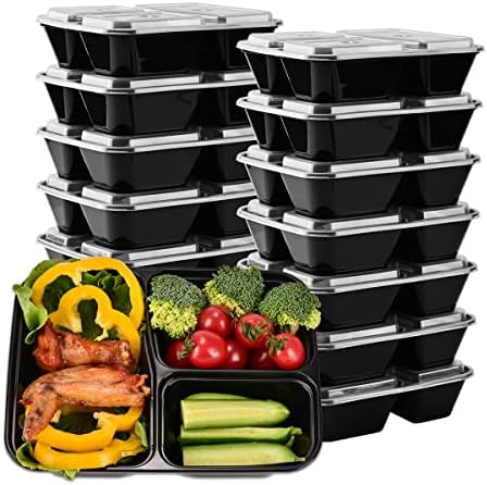 Amazon.com: SMELHA 37oz Meal Prep Containers 3 Compartments [30 Pack ...