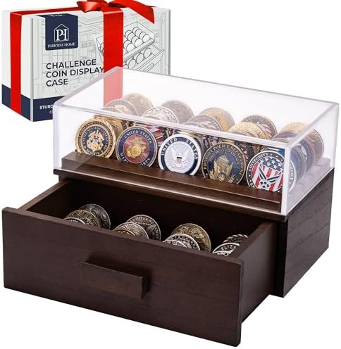 Amazon.com: Large Black Wooden Challenge Coin Display Case with Clear ...