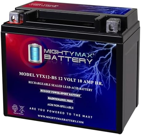 Mighty Max Battery YTX12-BS -12 Volt 10 AH, 180 CCA, Rechargeable ...