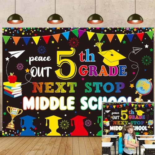 Amazon.com : 5TH Grade Graduation Backdrop Peace Out 5TH Grade Next ...