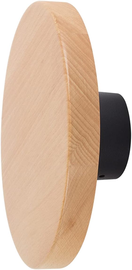 DAWALIGHT Wooden Wall Lights, Round Wall Light Natural Wood Made Modern ...