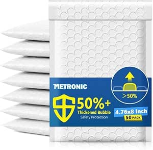 Amazon.com : Metronic Extra Deep Bubble Mailers Usable Size 4x7" 50 ...