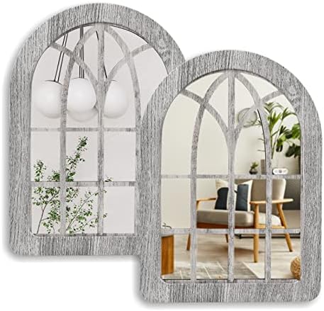 Wooden Framed Arched Mirror, Farmhouse Arch Mirrors for Wall Decor ...