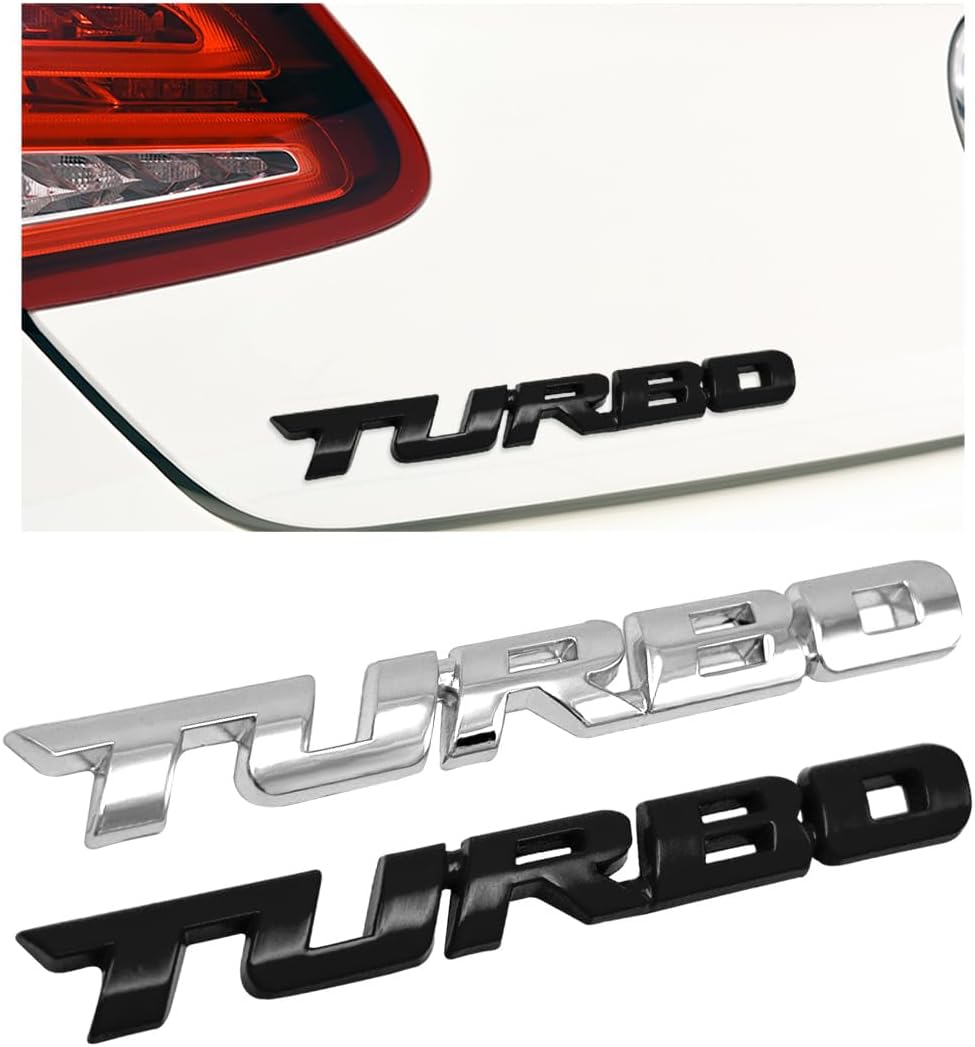 2 PCS Turbo Car Emblem, 3D Metal Emblem Badge Sticker with Turbo ...