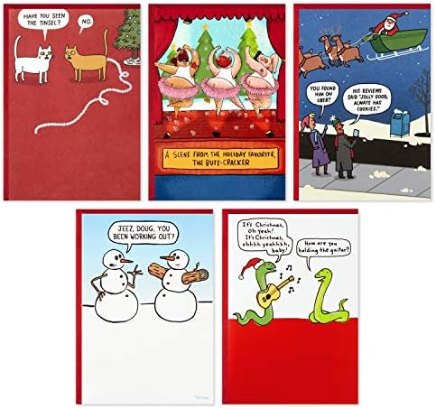 Hallmark Shoebox Funny Christmas Assortment, 5 Cards with Envelopes ...