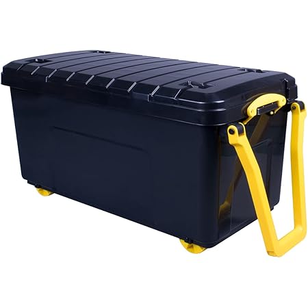 Really Useful Plastic Storage Box 160 Litre Wheeled trunk in Black ...