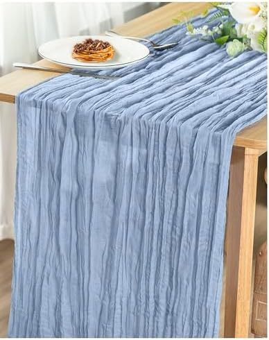 Amazon.com: Yuxrytue 13.3ft Dusty Blue Cheese Cloth Table Runners Bulk ...