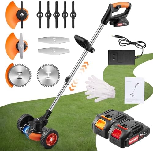 DKIEI 3-In-1 Cordless Strimmer, Garden Electric Grass Strimmer With ...