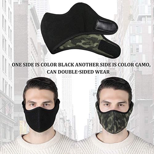 2PCS Half Face Mask Balaclava with Earflap for Men Women Gray-Black at ...