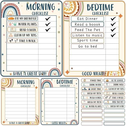 Amazon.com: 4 pcs Boho Rainbow Daily Schedule for Kids Reward Chart ...