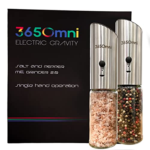 365Omni Electric Gravity Salt and Pepper Grinder Mill 2.0 - 2 Pack ...