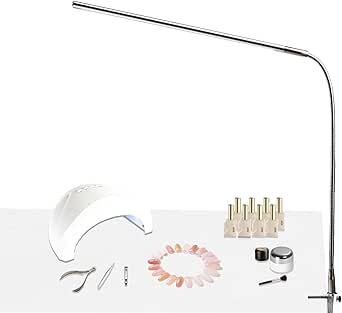 Brokimis Nail Desk Lamp with Clamp, New Upgrade 8-10W Dimmable LED 360 ...